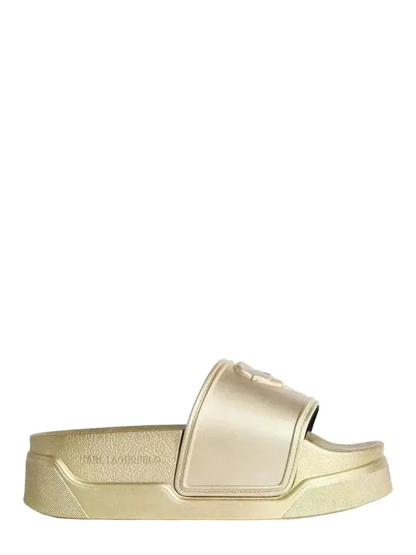 Karl Lagerfeld Logo-embossed Slides - Gold