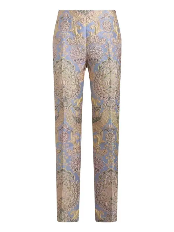 Etro Floral-jacquard Trousers - Blue