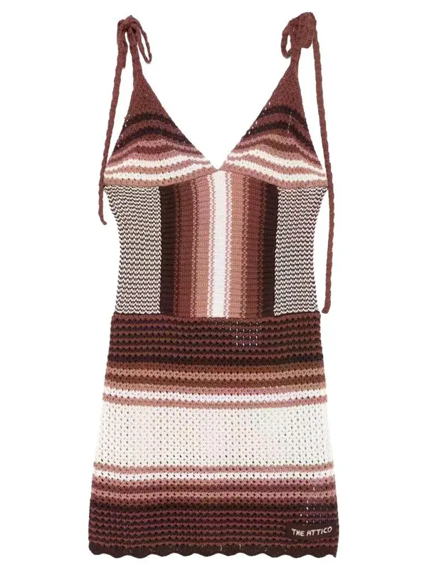 Attico Striped Mini Dress - Brown
