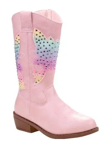 KENSIE GIRL Zip-up Boots With Heel - Pink Multi