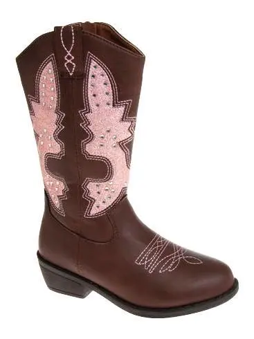 KENSIE GIRL Girl's Western Cowgirl Boots - Brown/pink