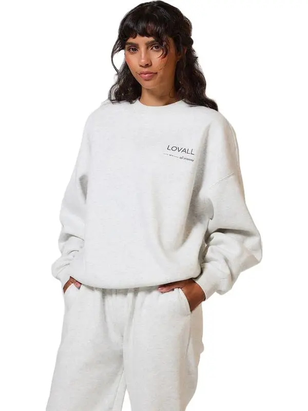 LOVALL Oversized Sweatshirt With Welt Pockets - Light Grey Marl
