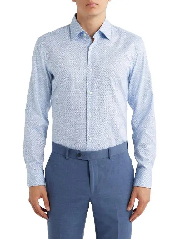 BOSS Hank Kent Slim Fit Stretch Cotton Dresss Shirt - Light Blue