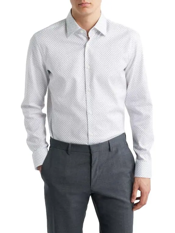 BOSS Hank Kent Slim Fit Stretch Cotton Dresss Shirt - White