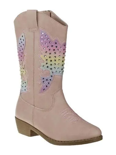 KENSIE GIRL Zip-up Cowgirl Boots With Heel - Pink Multi