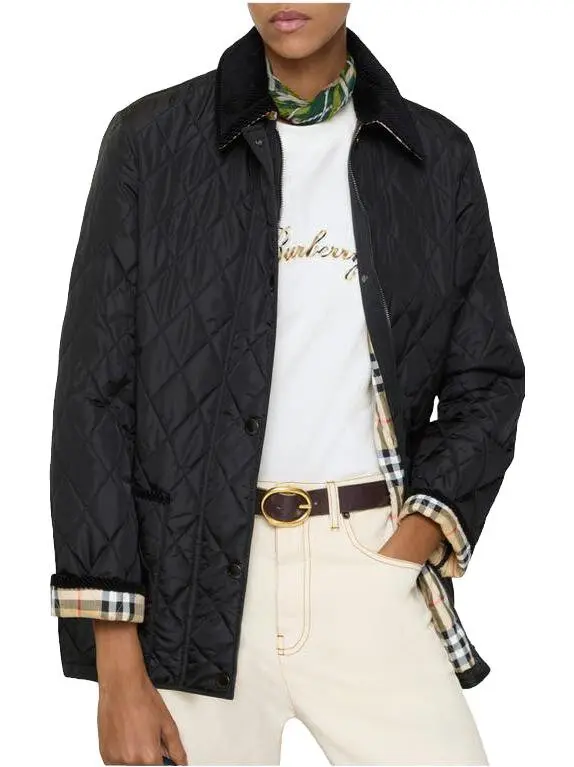 Burberry Quilted Nylon Barn Jacket - Black/sand