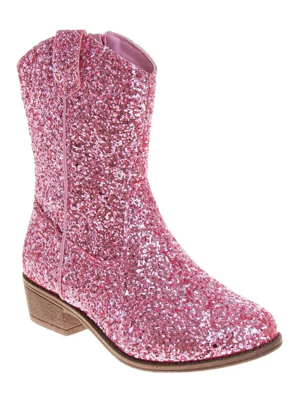 KENSIE GIRL Glittery Western Boots - Pink Glitter