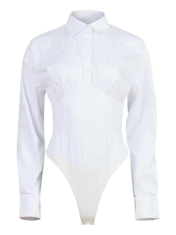 Fleur Du Mal Button Down Bodysuit - White