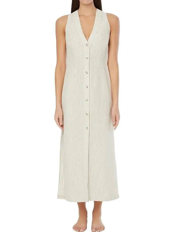 Onia Air Linen Button Down Maxi Dress - White