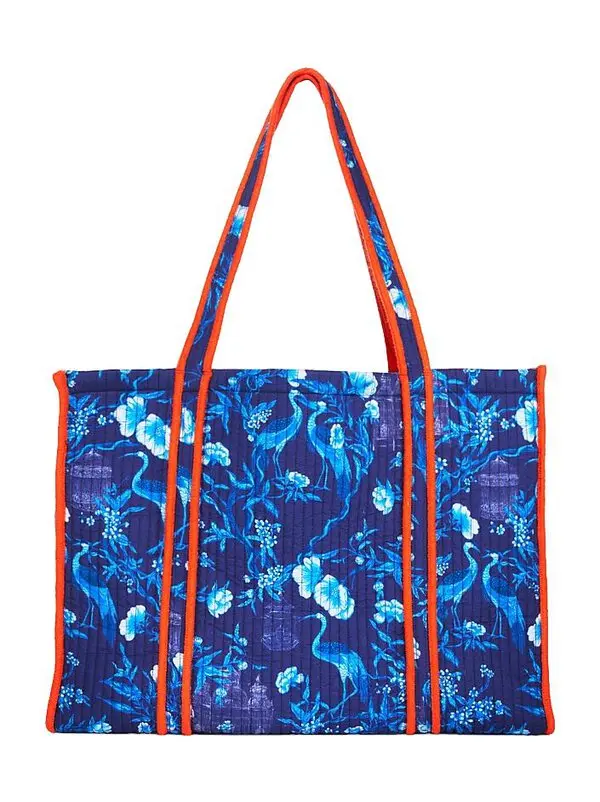 CONIGLIO PALM BEACH Reversible Beach Tote - Cranes Indigo