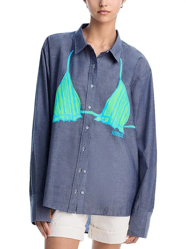 CONIGLIO PALM BEACH Chambray Button-down Shirt - Blue/ Green