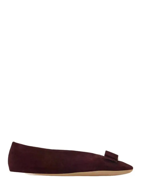 FERRAGAMO Vara Leather Ballerina Shoes - Red