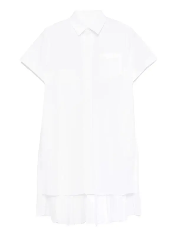 Sacai Pleated Shirt Dress - White