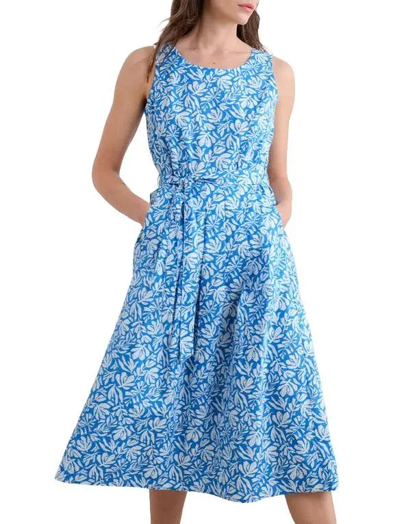 SEASALT CORNWALL Belle Sleeveless Fit & Flare Dress - Cut Out Seaweed Clear Sky