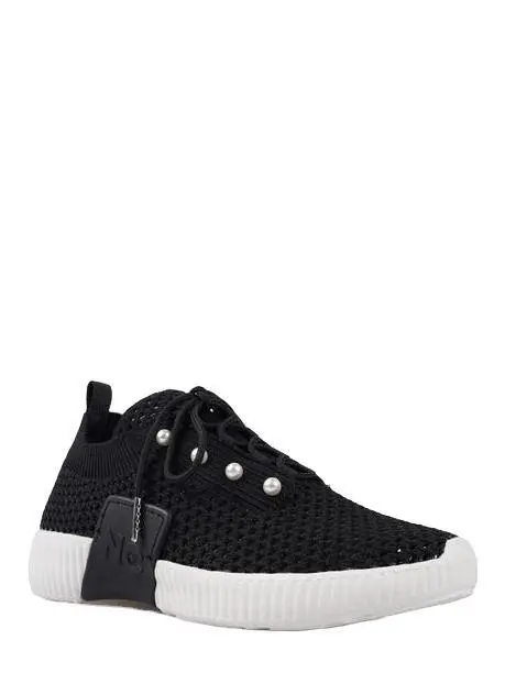 NATIONAL COMFORT Klarra Faux Pearl Embellished Knit Sneakers - Black