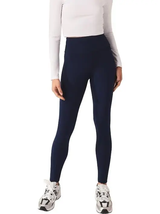 LOVALL Petite Lightweight High Waisted Leggings - Navy