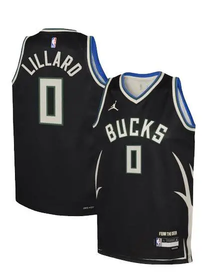 JORDAN BRAND Youth Damian Lillard Milwaukee Bucks Swingman Jersey - Black