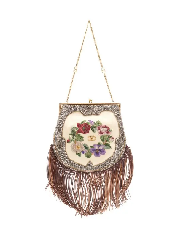 Valentino Garavani Beaded Floral-embroidered Clutch - Multi