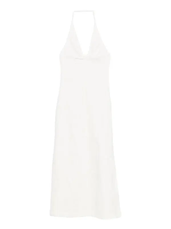 Sir The Label Halter Neck Embroidered Midi Dress - White