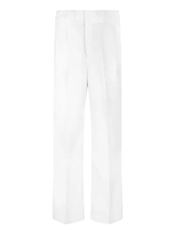 Emporio Armani Pleated Cotton Trousers - White
