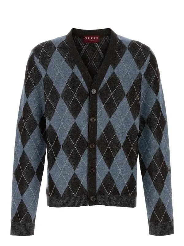 Gucci Embroidered Stretch Wool Blend Cardigan - Printed