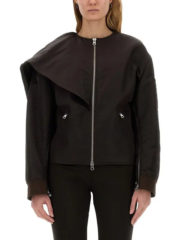 COURREGES Bow Neck Bomber Jacket - Brown