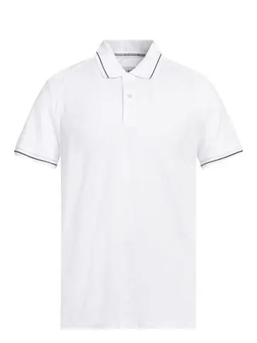 BIKKEMBERGS Polo Shirt Size Cotton, Elastane, Polyester - White