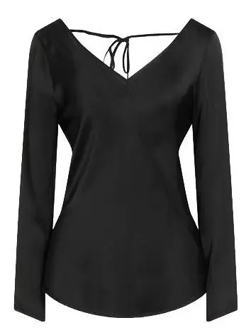 MANILA GRACE Viscose Satin Top - Black