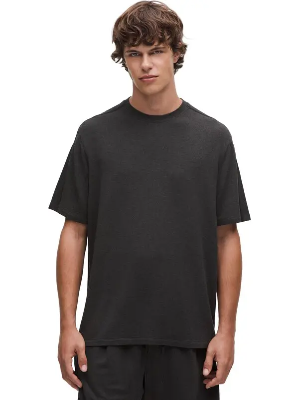 Lululemon Becalm Relaxed-fit Short-sleeve Shirt - Heathered Black