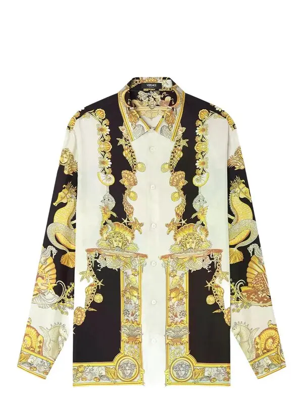 Versace Coral Theatre Silk Shirt - Gold
