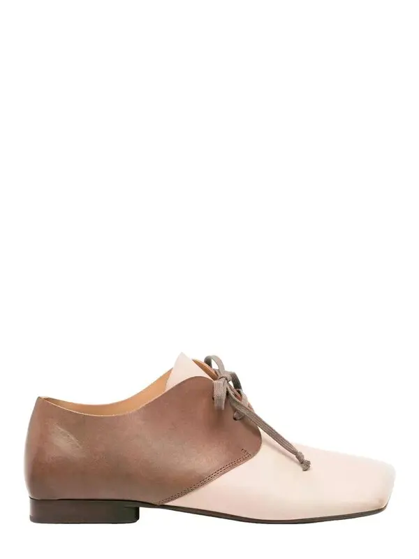 UMA WANG Square-toe Leather Flats - Brown