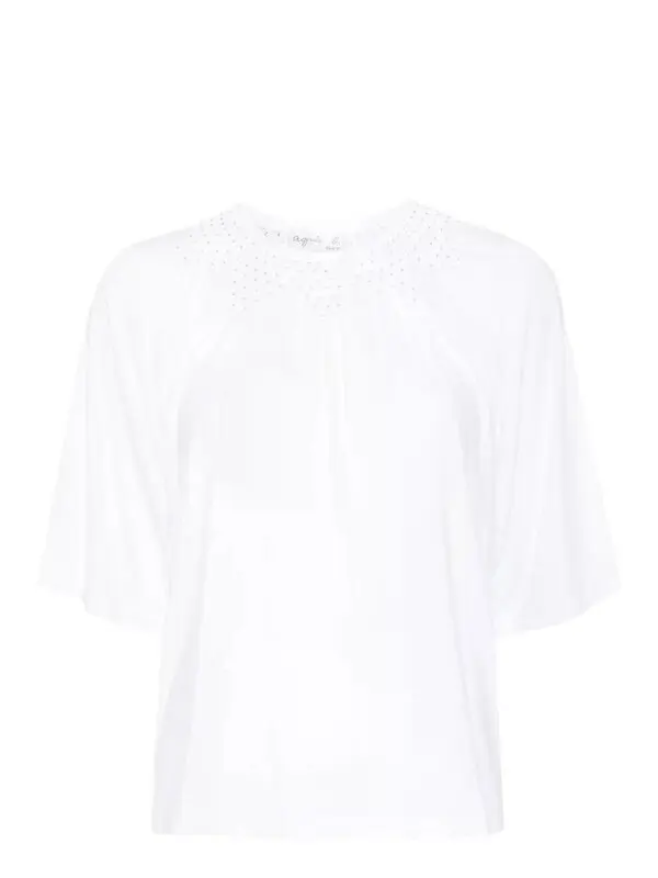 AGNÈS B. Smocking Details Top - White