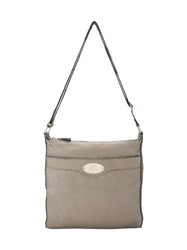 Fendi Selleria Leather Messenger Bag - Silver