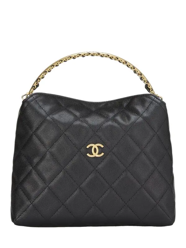 Chanel Caviar Convertible Top Handle Bag - Black