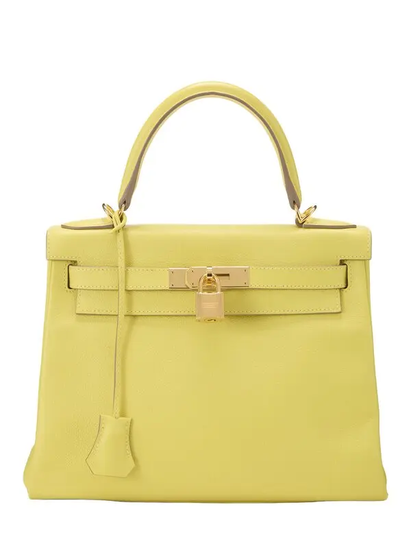 Hermès Lime Evercolor Kelly Retourne 35 - Yellow