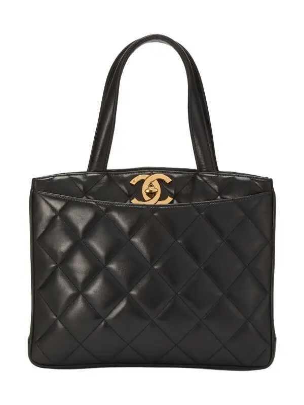 Chanel Lambskin Turnlock Tote - Black