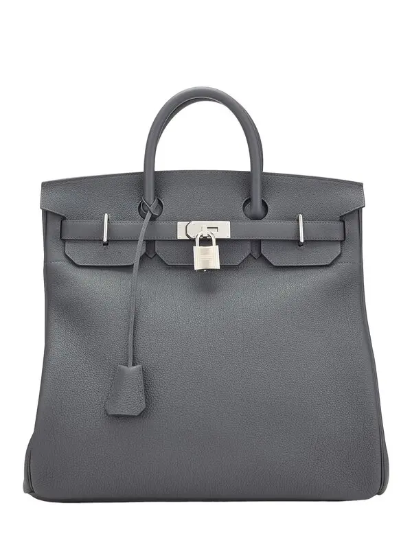 Hermès Togo Haut À Courroies Birkin 40 - Gris Misty