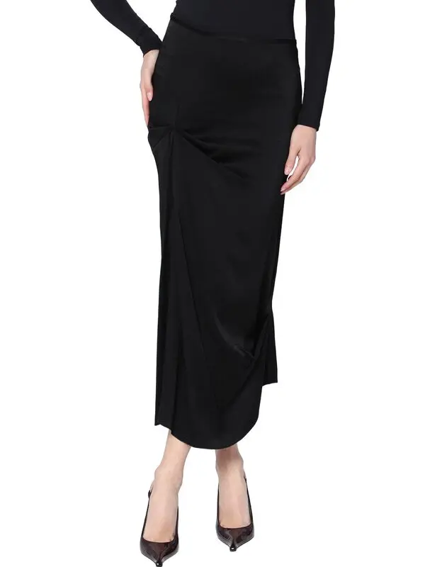 Victoria Beckham Midi Skirt With Draping - Black