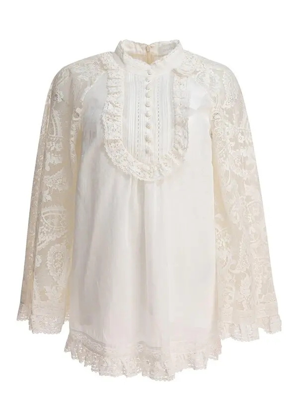 Zimmermann Ascension Lace Yoke Tunic - Beige