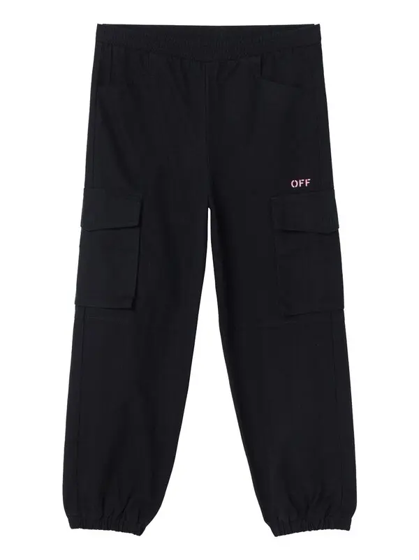Off White Jogging Cargo Trousers With Logo - Black
