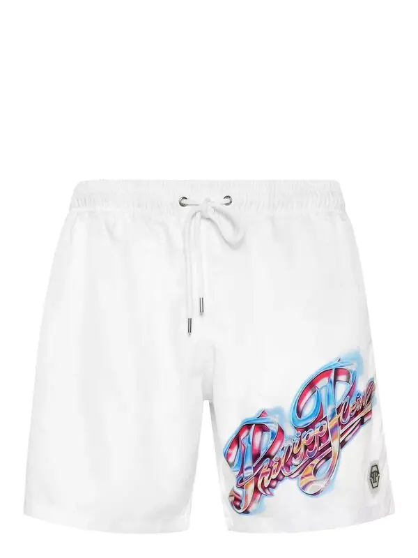Philipp Plein Boxer Swim Shorts - White
