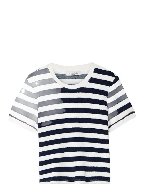 Suzie Kondi Capri Striped Terry T-shirt - Blue