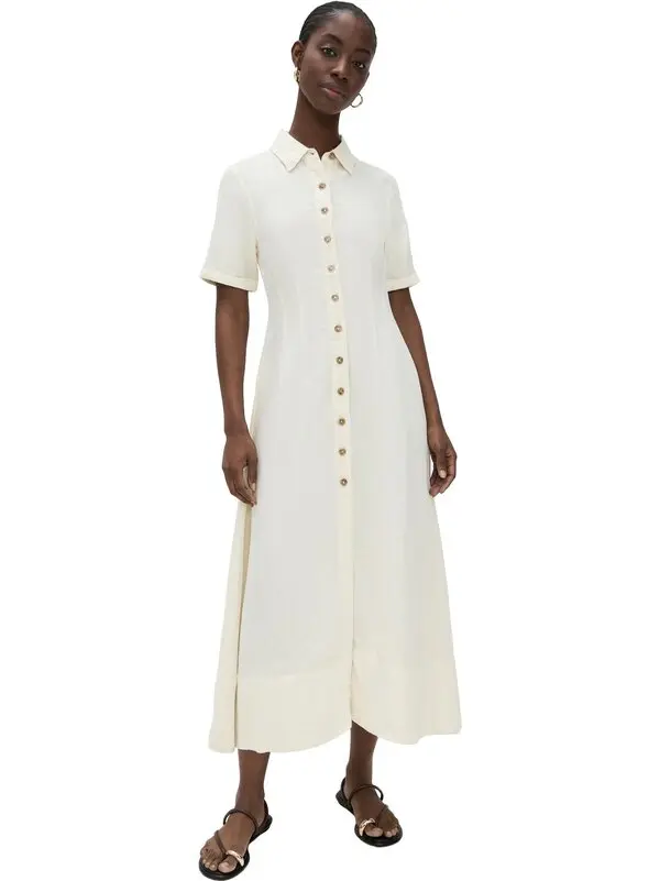 DL1961 Montauk Linen Midi Shirt Dress - Flax (linen)