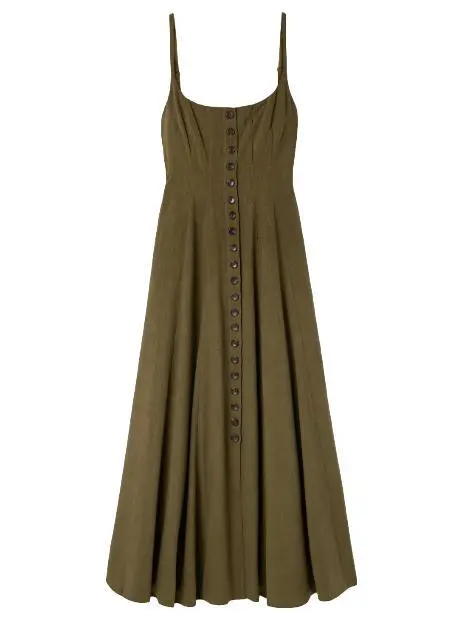 LA LIGNE Alba Woven Midi Dress - Green