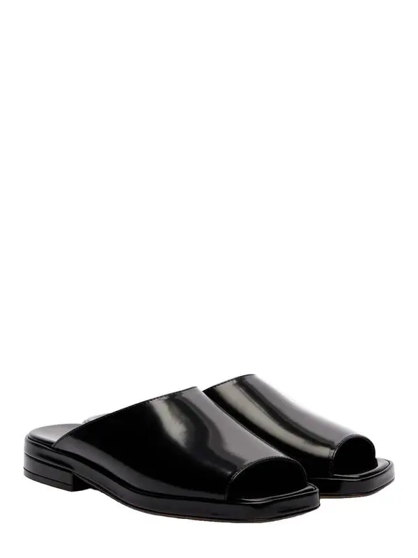 THE ROW Emi Leather Mules - Black