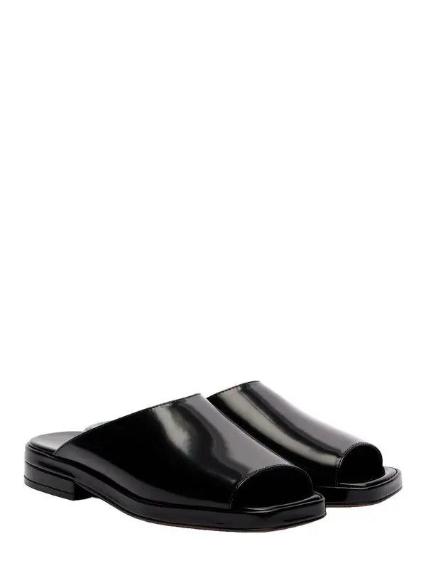 THE ROW Emi Patent Leather Mules - Black