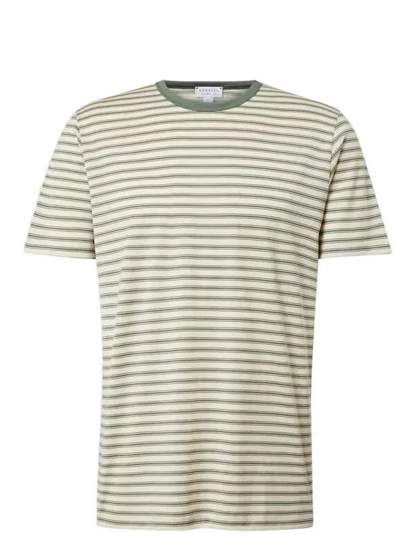 Sunspel Striped Cotton Jersey T-shirt - Green
