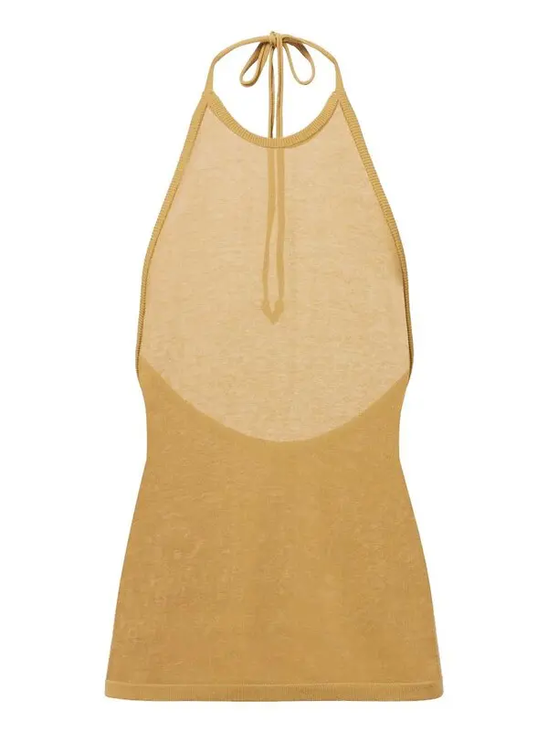 LEMAIRE Knitted Halterneck Cotton Top - Beige