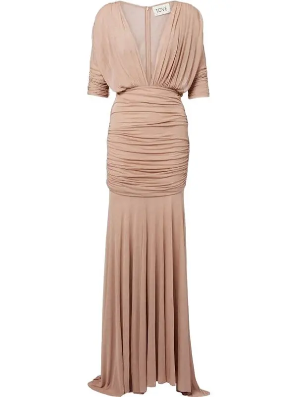 Tove Devi Semi-sheer Maxi Dress - Beige