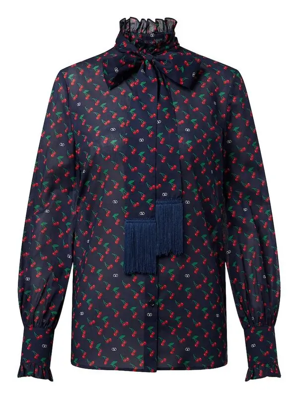 Valentino Garavani Bow-detail Cotton Muslin Blouse - Blue